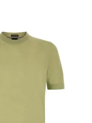 BOSS Umauro Virgin-wool Ribbed-trim T-shirt