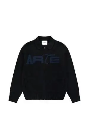 ARTE ANTWERP Logo-patch Zip-up Sweater - Black