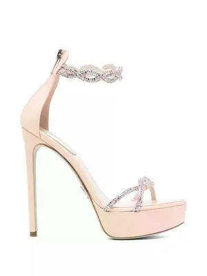 Rene Caovilla 130mm Embellished Braided Platform Sandals - Neutrals