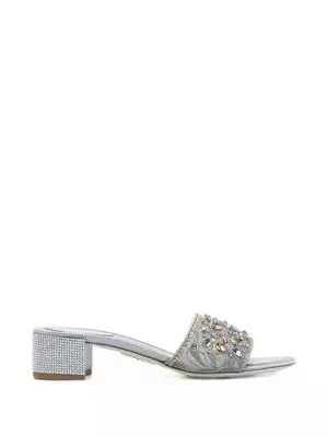 Rene Caovilla Christy Crystal-embellished Lace Sandals - Blue