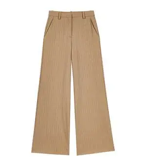 Maje Wool-blend Wide-leg Trousers - Beige
