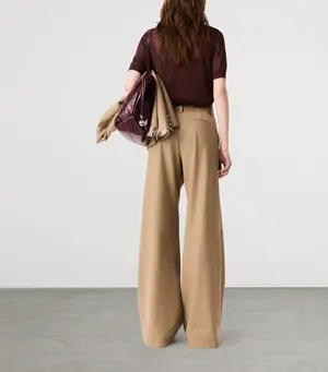 Maje Wool-blend Pinstriped Wide-leg Trousers