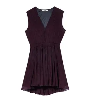 Maje Plissé Cut-out Mini Dress
