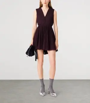 Maje Plissé Cut-out Mini Dress