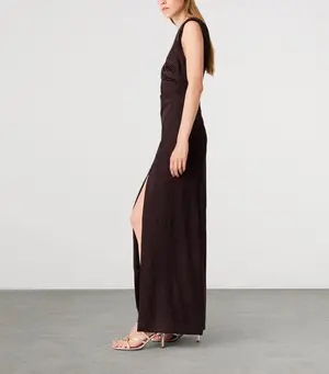 Maje Ruched Sleeveless Midi Dress