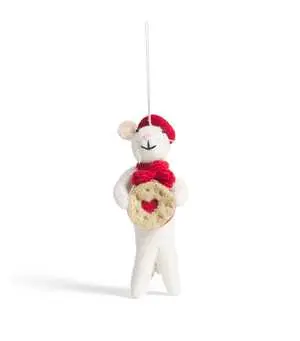 Harrods Felt Mouse Jammy Dodger Tree Decoration - White