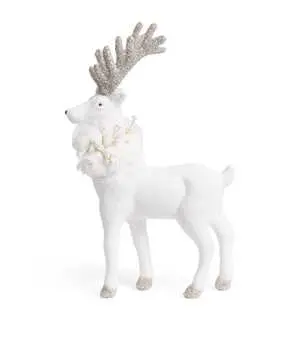 Harrods Glitter Prancer Reindeer Ornament - White