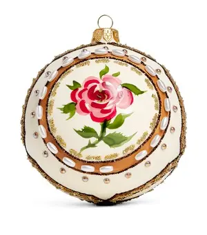 Harrods Beaded Rose Bauble - Beige