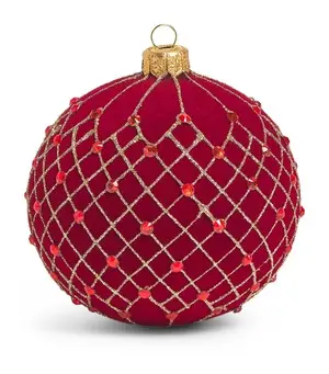 Harrods Velvet Criss-cross Bauble - Red