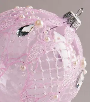 Harrods Glass Glitter Criss-cross Bauble