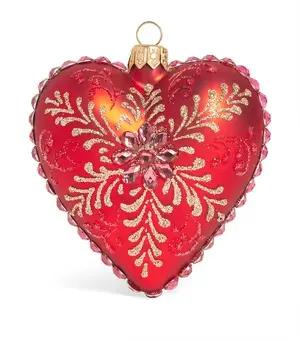 Harrods Glittery Heart Bauble - Red