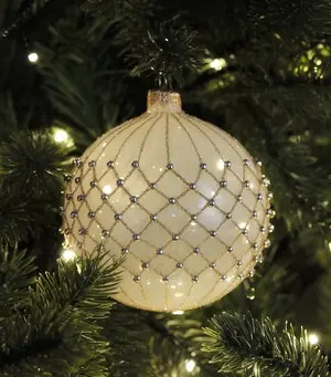 Harrods Glass Glitter Criss-cross Bauble