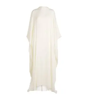 ABADIA Chiffon High-neck Kaftan - Ivory