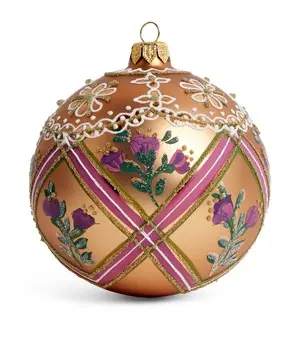 Harrods Glitter-embellished Floral Bauble - Brown