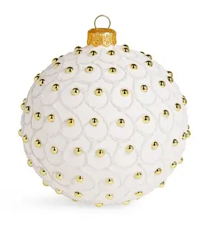 Harrods Embellished Glitter Swirl Bauble - White