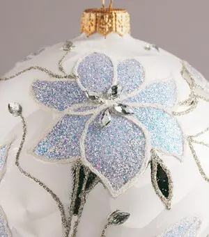 Harrods Glitter Floral Bauble