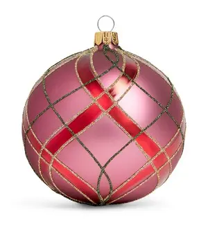 Harrods Glitter Tartan Bauble - Purple
