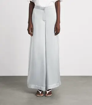 ABADIA Satin Wide Leg Trousers