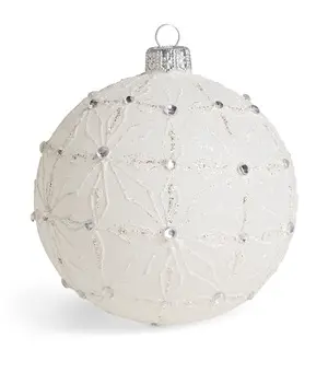 Harrods Glitter Snowflake Bauble - White