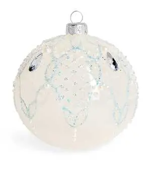 Harrods Glass Glitter Criss-cross Bauble - Blue