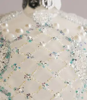 Harrods Glass Glitter Criss-cross Bauble