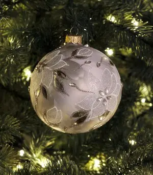 Harrods Glass Glitter Flower Bauble