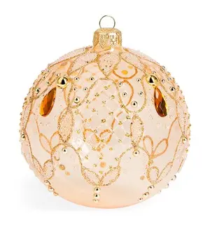 Harrods Glass Embellished Bauble - Beige