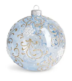 Harrods Glitter And Faux Pearl-embellished Swirl Bauble - Blue