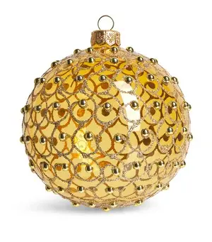 Harrods Beaded Swirl Bauble - Gold