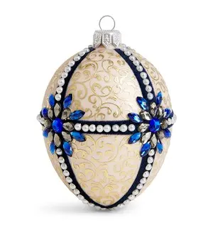 Harrods Pearl And Crystal-embellished Egg Bauble - Gold