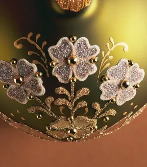 Harrods Glitter Floral Bauble