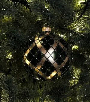 Harrods Glitter Tartan Bauble