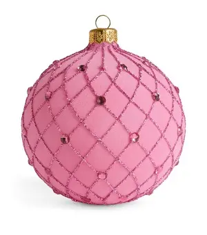 Harrods Glitter Criss-cross Bauble - Pink