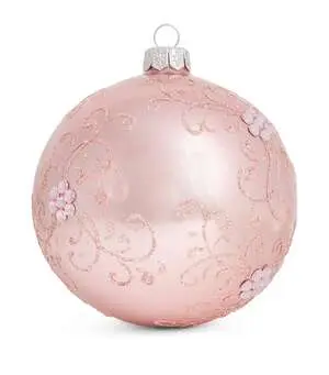 Harrods Metallic Glitter Swirl Bauble - Pink