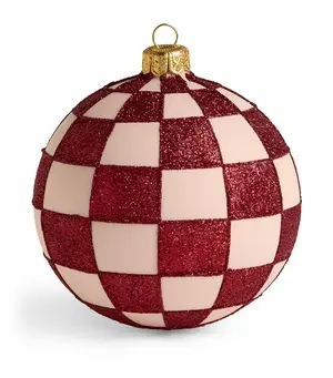 Harrods Glitter Chequered Bauble - Pink