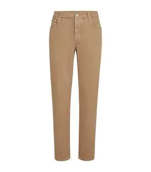 Brunello Cucinelli Denim Garment-dyed Trousers - Beige
