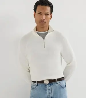 Brunello Cucinelli Cotton Rib-knit Quarter-zip Sweater