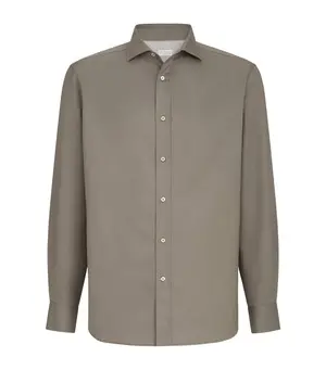 Brunello Cucinelli Cotton Twill Garment-dyed Shirt - Brown