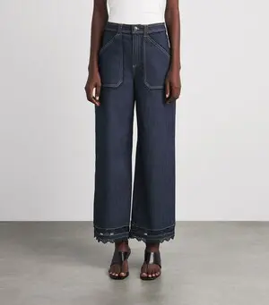 Cinq À Sept Guipure Lace-trim Wide-leg Jeans
