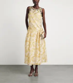 Cinq À Sept Florence Organza Jacquard Midi Dress
