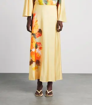 Cinq À Sept Watercolour Floral Carole Midi Skirt