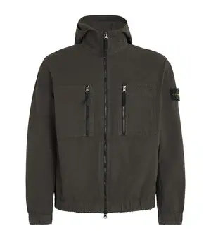 Stone Island Organic Cotton Ripstop Hooded Overshirt - Black