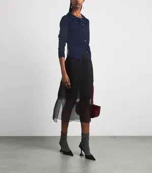 Ulla Johnson Merino Wool Embellished Cardigan - Navy