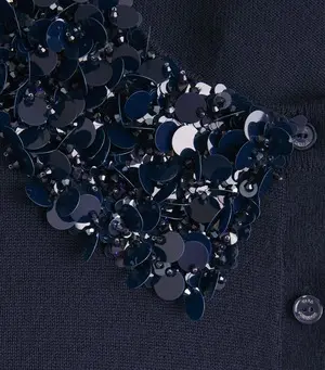 Ulla Johnson Merino Wool Embellished Cardigan - Navy