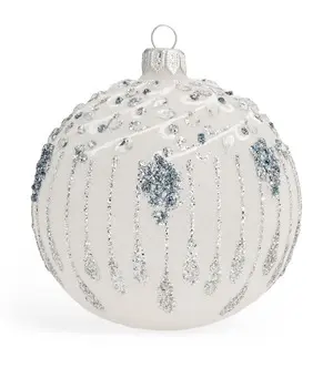 Harrods Glass Embellished Bauble - White