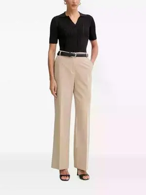 FRACOMINA Ribbed Knit Short-sleeve Top With Spread Collar