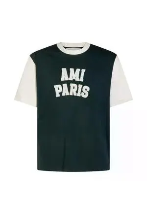 AMI Paris Logo-appliqué T-shirt - Green
