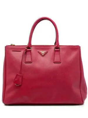 Prada 2013-2026 Large Saffiano Lux Galleria Double Zip Tote Bag - Red