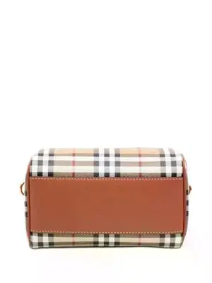 Burberry Mini House Check Coated Canvas Bowling Bag Satchel - Brown