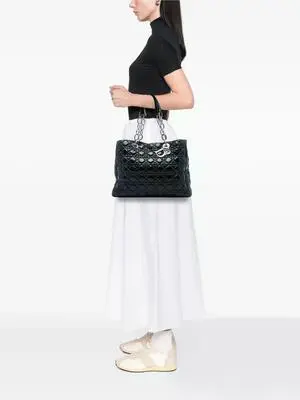 Dior 2011 Large Patent Cannage Lady Soft Shopping Tote Bag - Blue
